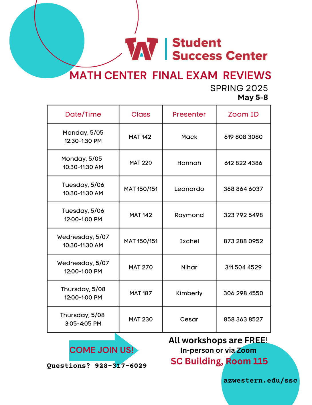 Math Center Final Exam Reviews | Arizona Western College